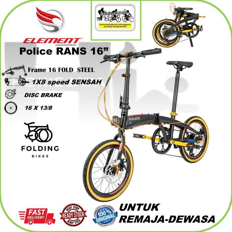 Jual Sepeda lipat 16 Plus ELEMENT POLICE RANS folding steel -8 speed ...