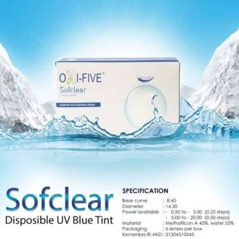 Jual softlens bening bulanan oxi five/soflen clear monthly kadar air ...