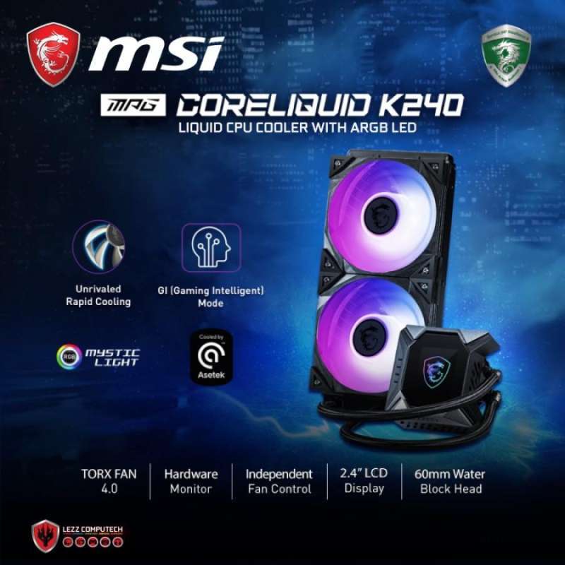 Jual MSI MPG CORELIQUID K240 - ARGB GAMING LIQUID CPU COOLER 240MM di Seller Lezz Computech ...