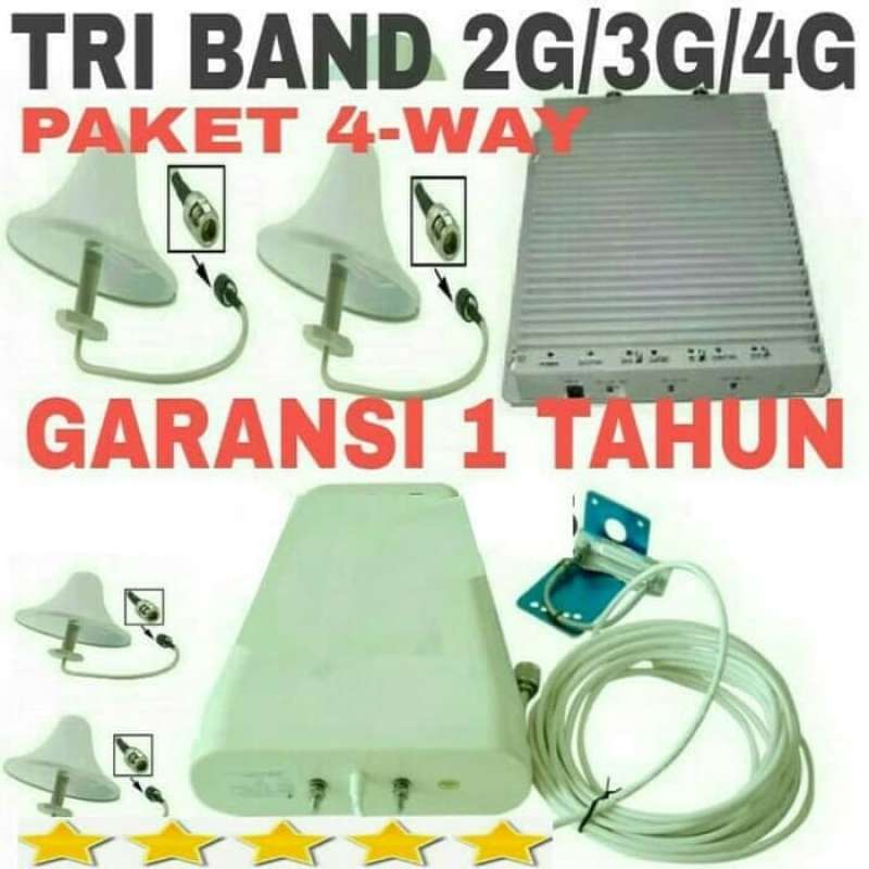 Jual PENGUAT SIGNAL HP TRI BAND 2G/3G/4G PAKET 4WAY REPEATER SINYAL HP di Seller Silvanna ...