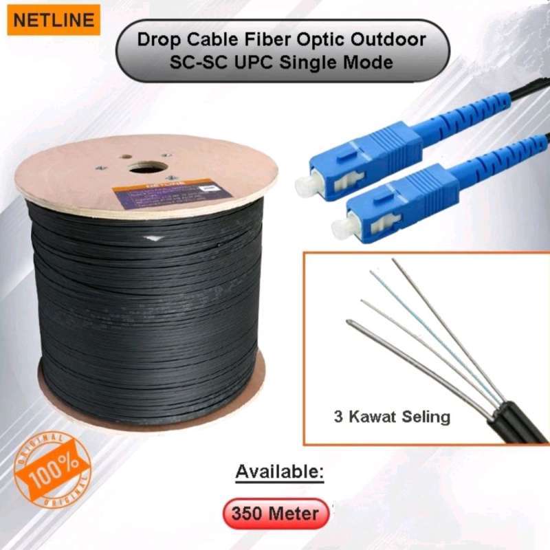 Jual Drop Cable Fiber Optic SC Single Mode 400M Outdoor Netline - 400 ...