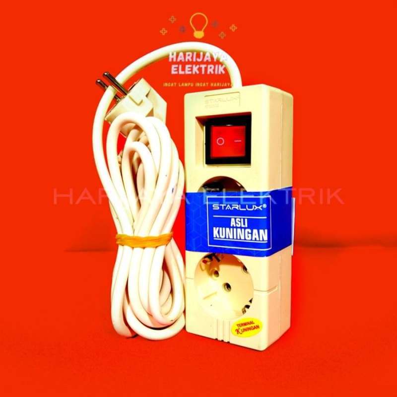 Jual STOP KONTAK 2 LUBANG + KABEL 3/5M STARLUX COLOKAN TERMINAL LISTRIK ...