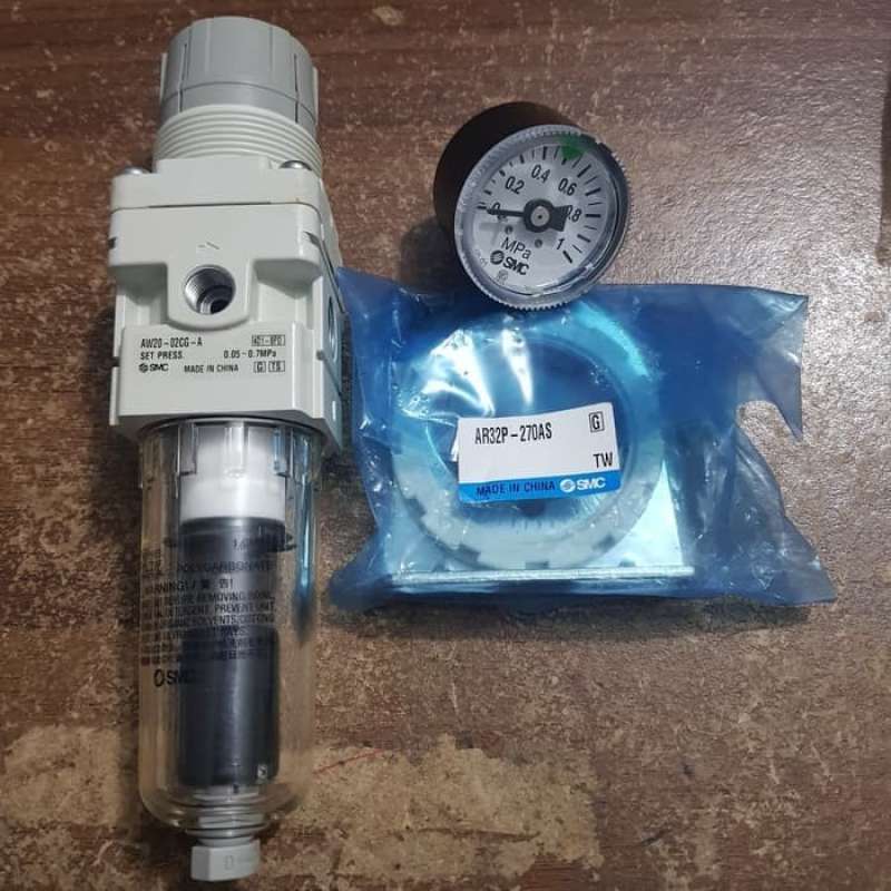 Promo Air Filter Regulator auto drain smc AW20-02BCG 1/4 gauge+bracket ...