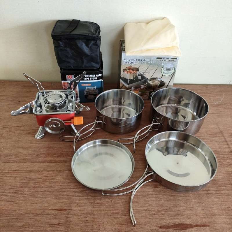 Promo Paket Ekonomis Kompor Gas Kotak Dan Cooking Set Nesting Ds-200 ...