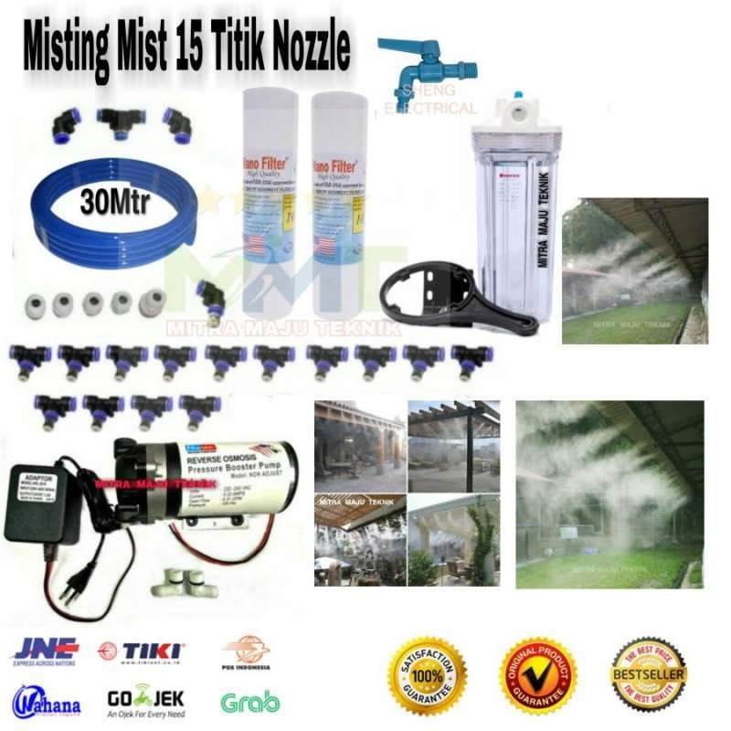 Jual Mesin Embun Walet Lengkap Set 15 Titik Nozzle Pompa Micron 24V di ...