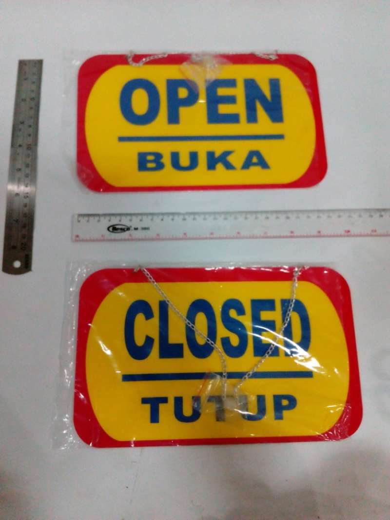 Promo Tanda OPEN (BUKA) & CLOSE (TUTUP) Signboard digantung di toko ...