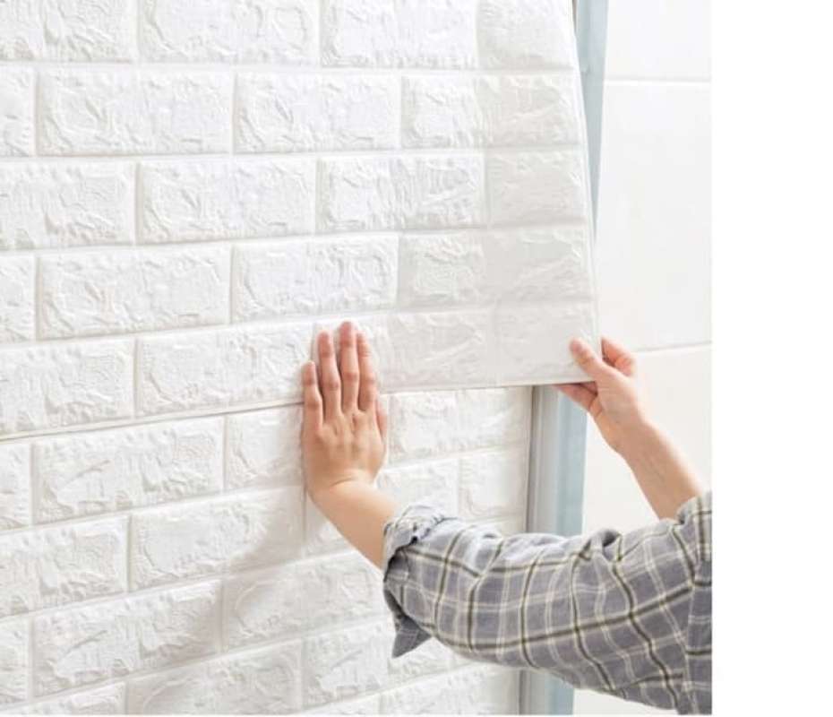 Promo Wall Sticker Putih Brick Panel Wallpaper dinding Bata block 3D F221 Diskon 5% di Seller ...