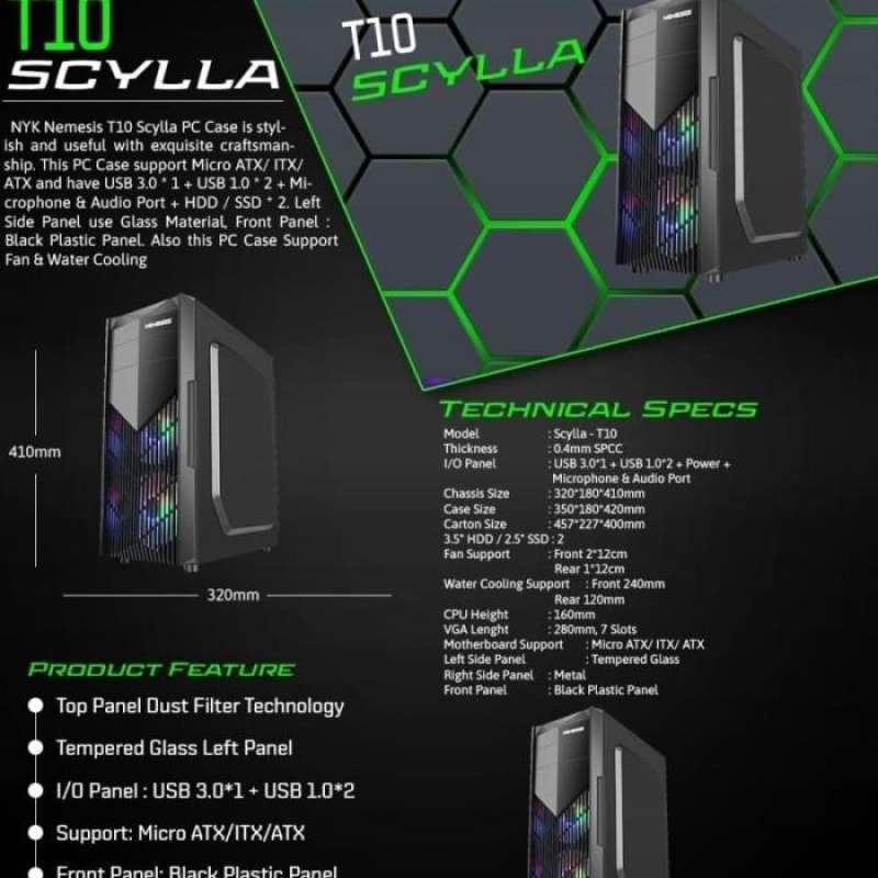Jual Nyk Nemesis Casing Komputer Gaming T10 Scylla - Pc Case Di Seller ...