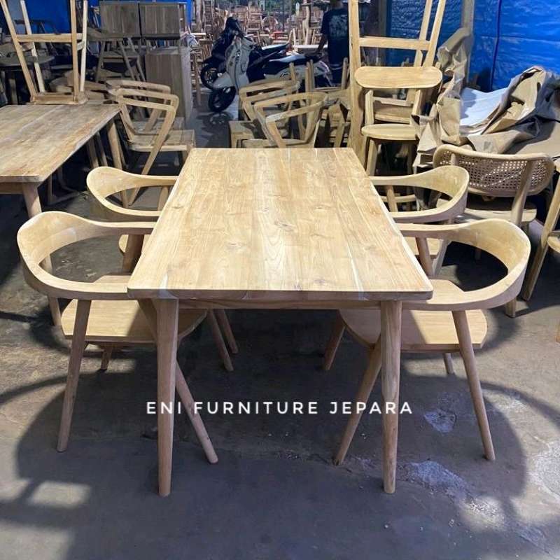 Jual Set Meja Makan Kursi Sima Retro Jati - Set Meja Kursi Makan Cafe Resto Minimalis Jati Di ...