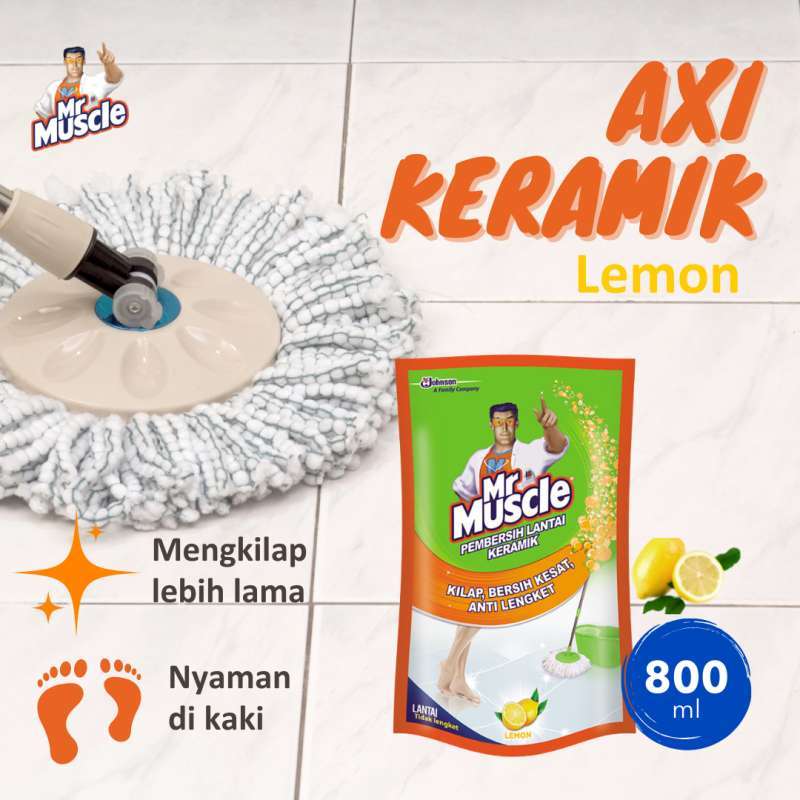 Jual Mr. Muscle Axi Keramik Lemon Pouch 800ml - Cairan Pembersih Lantai Keramik Wangi Harum ...