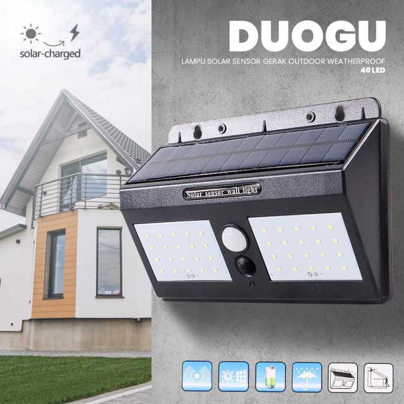 Jual GLO - DUOGU Lampu Solar Sensor Gerak Outdoor Weatherproof 40 LED - L40 Warna Hitam Jumlah ...