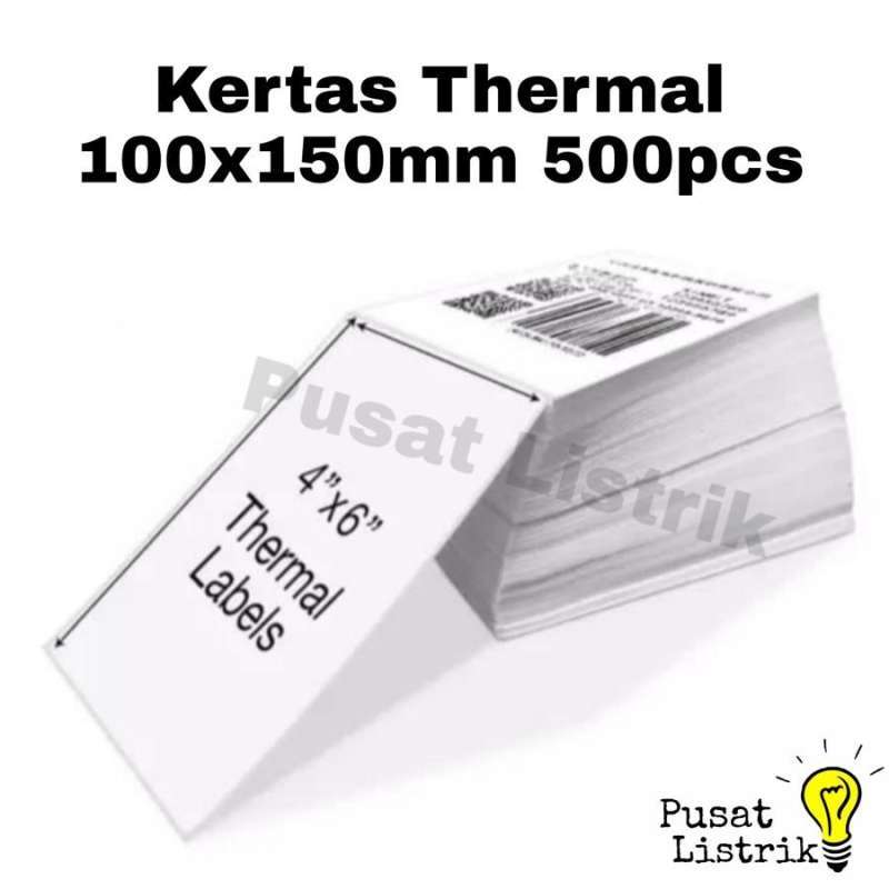 Jual Kertas Label Printer Thermal 100x150mm 500pcs Label Resi Sticker A6 di Seller Pusat Listrik ...