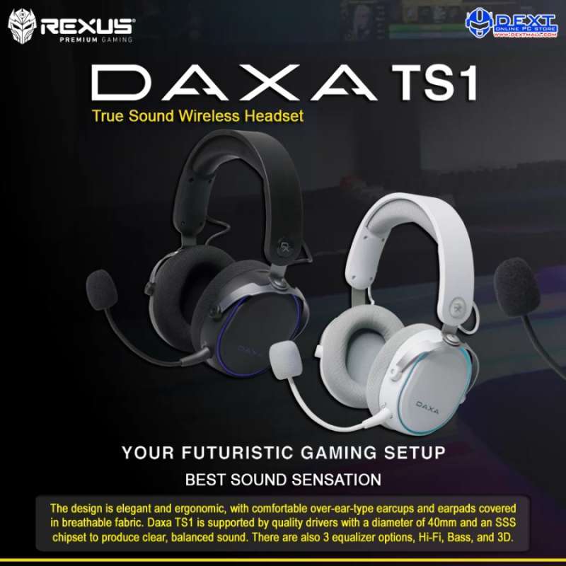 Jual Rexus Daxa TS1 Wireless Gaming Headset - Putih di Seller DEXT ...