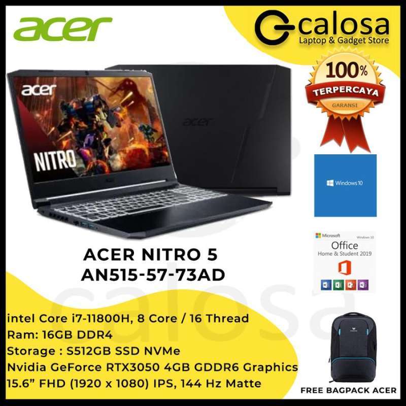 Jual ACER PREDATOR NITRO 5 i7 11800H 16GB 512 SSD RTX3050 W10 AN515 57 ...