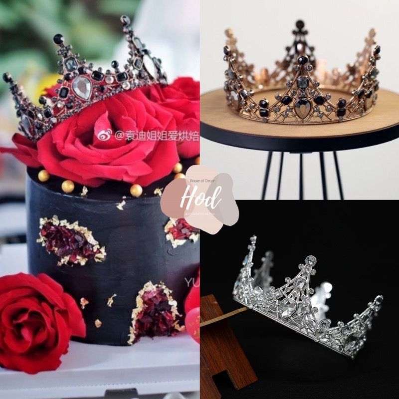 Jual Topper Bold Crown Black Silver Dark Gold Hiasan Birthday Cake ...