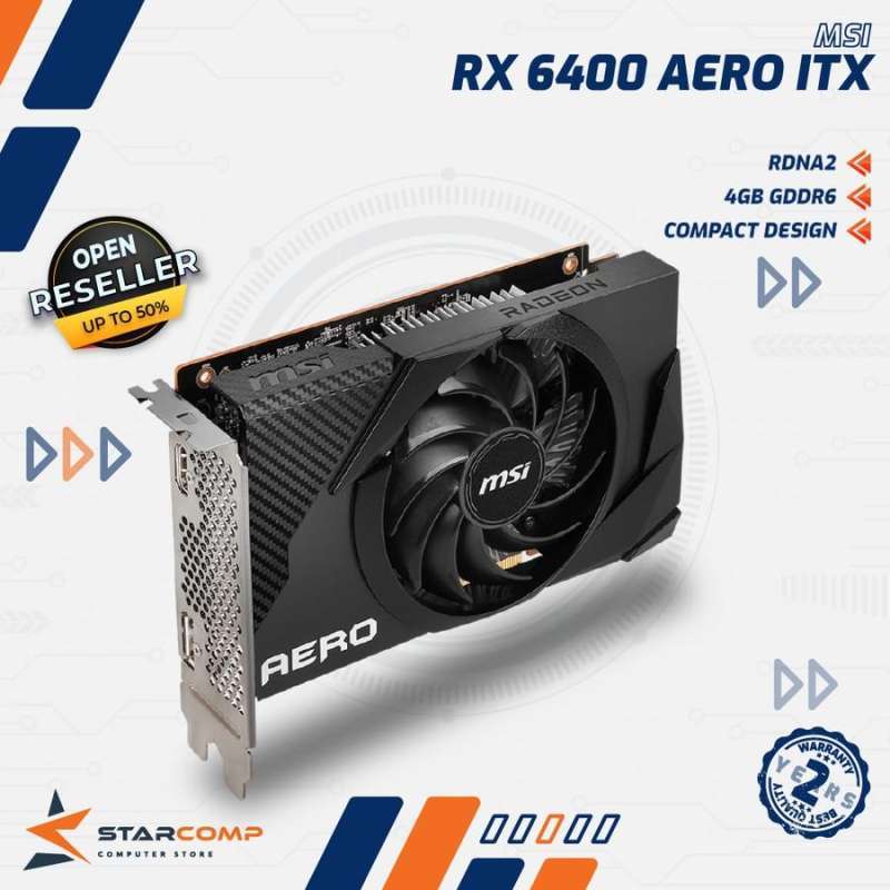 Jual MSI RX6400 AERO ITX 4G DDR6 VGA AMD Radeon RX 6400 4GB GDDR6 di ...