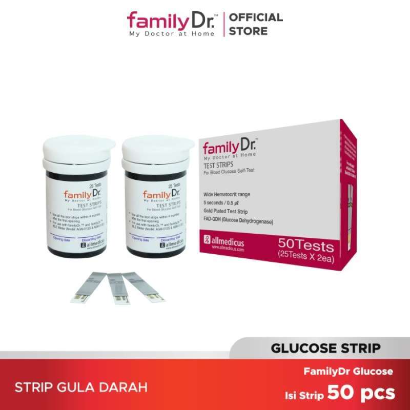 Promo Strip Cek Gula Darah FamilyDr Glucose Strip isi 50 pcs ...