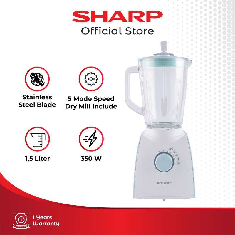 Promo Sharp Em-152g-bl Blender Kaca Dry Mill & Chopper 1,5 L Diskon 32% ...