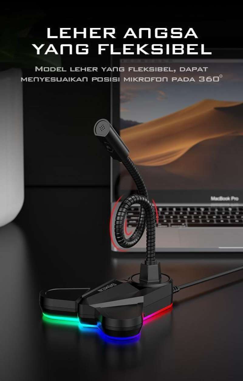 Jual Gamen Gmh200 Gaming Microphone Rgb Lightning Plug& Play Decoding ...