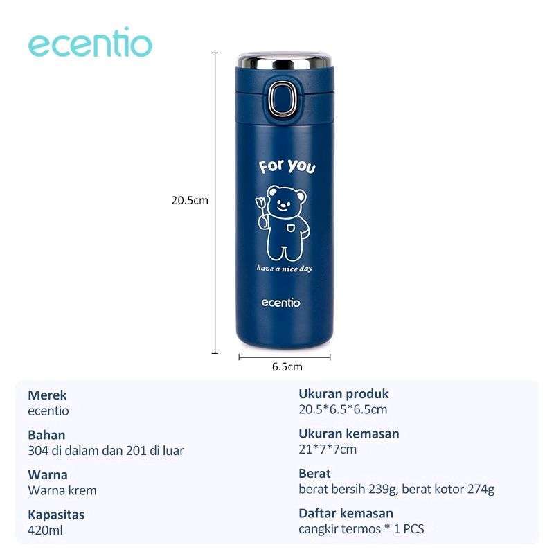 Jual Ecentio Termos Air Minum Vacuum LED Display Flask Hot & Cool 500ml ...