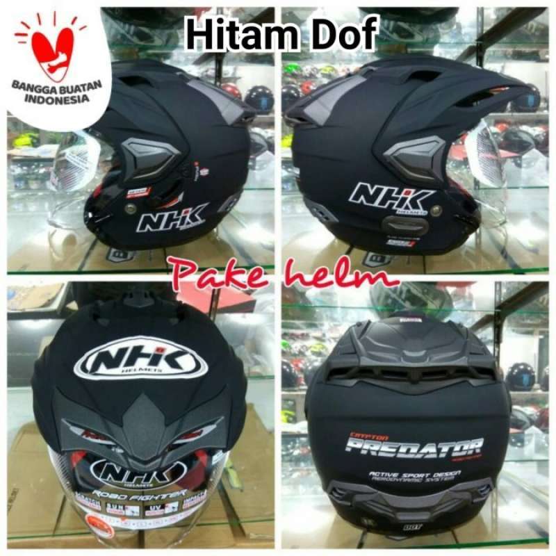 Promo HELM NHK HALF FACE NHK CRYPTON NHK DOUBLE VISOR BLACK DOFF - HITAM GLOSS XL Diskon 50% di ...