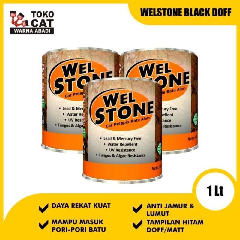 Jual CAT BATU ALAM WELSTONE BLACK DOFF 0,9 LITER di Seller Taylaa Shop ...