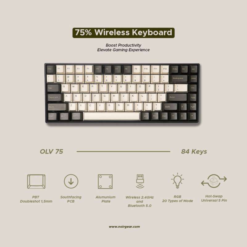 Jual Noir OLV75 - 75% Wireless Mechanical Keyboard di Seller NEW VISION ...