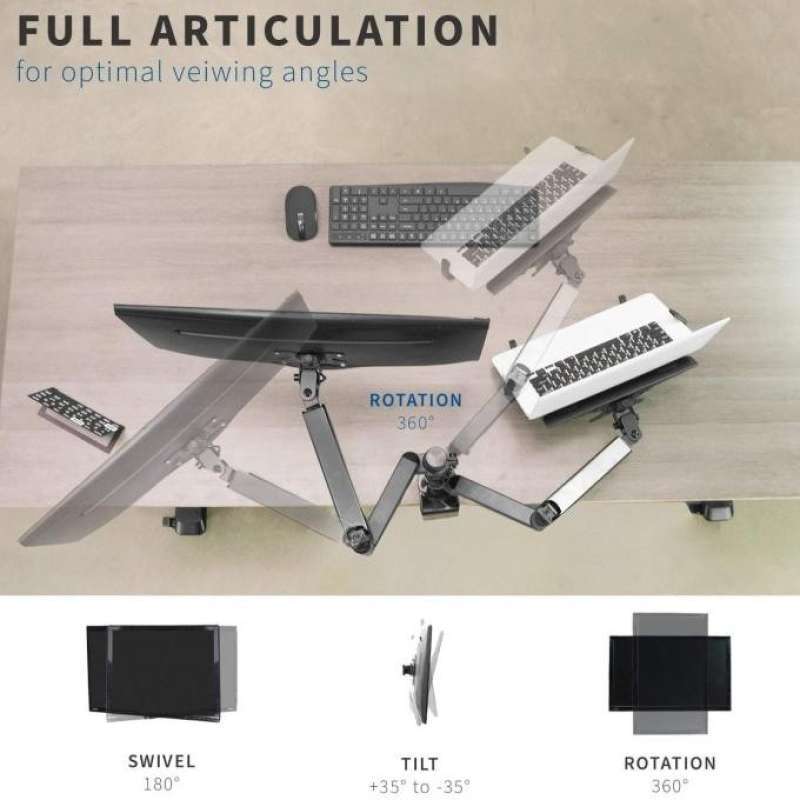 Jual BRACKET LAPTOP DAN MONITOR DUAL ARM MONITOR DESK MOUNT CLAMP MAX ...
