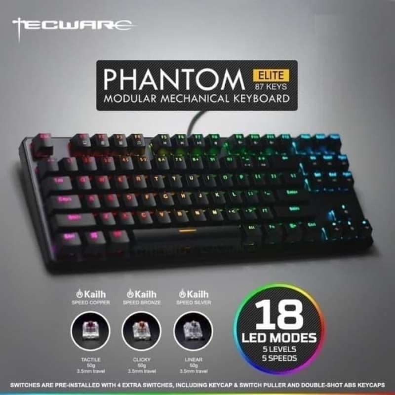 Jual Tecware Phantom Elite 87 RGB Gateron Switch Mechanical Keyboard di Seller CGS - Mangga Dua ...
