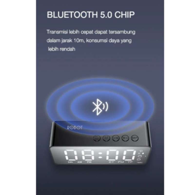 Promo Robot RB150 Bluetooth 5.0 Speaker Alarm Clock Radio FM- Jam Robot ...