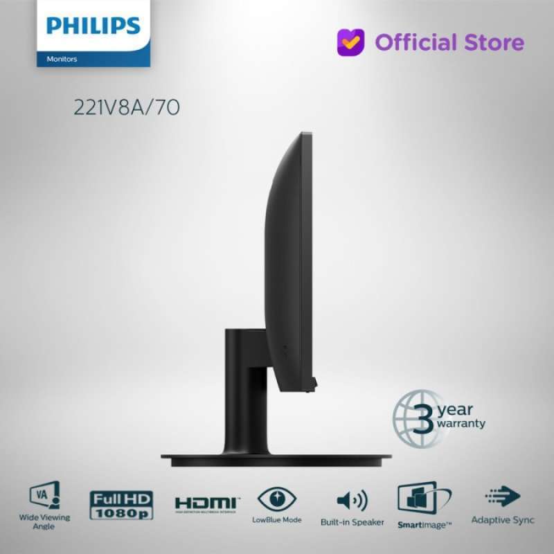 Promo Philips 221V8A 22 1080p VGA HDMI Speaker 75Hz VESA-Monitor LED ...