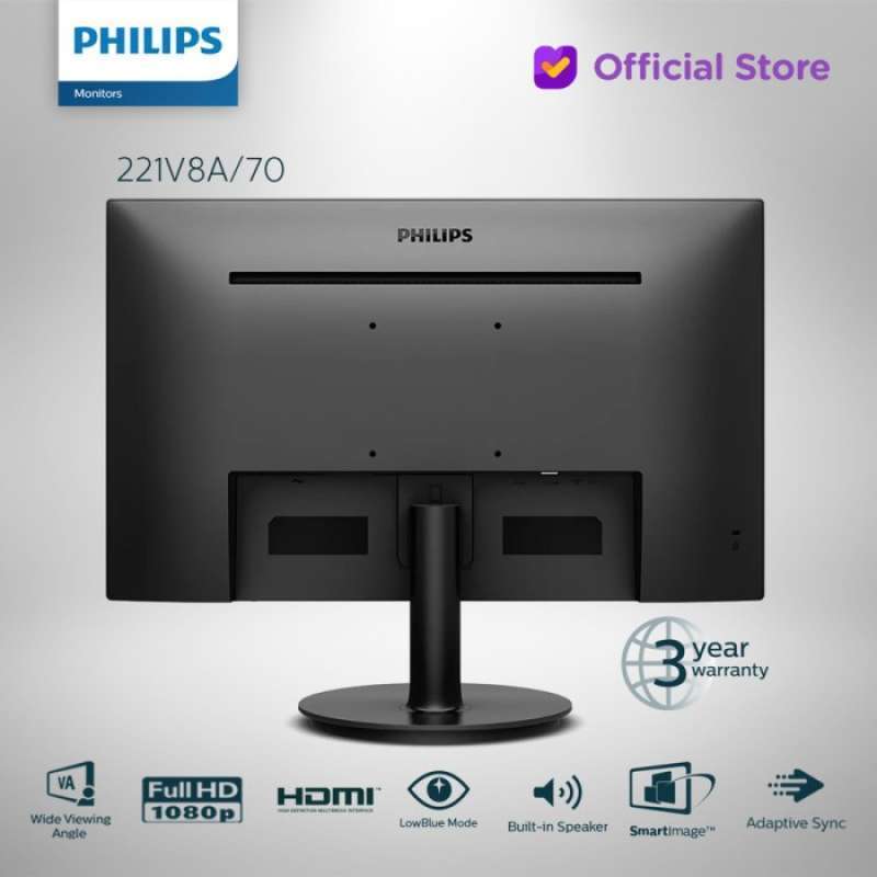 Promo Philips 221V8A 22 1080p VGA HDMI Speaker 75Hz VESA-Monitor LED ...