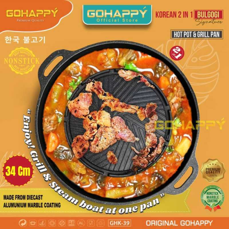 Jual PANCI BULGOGI 2 IN 1 Mookata Grill Pan Steam Boat Shabu shabu hot ...