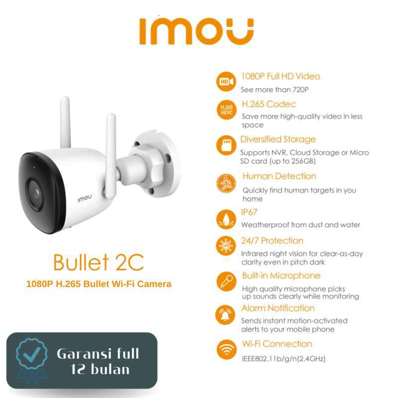Jual Kamera Outdoor IMOU Bullet 2C Kamera Wireless Smart IP Camera di ...
