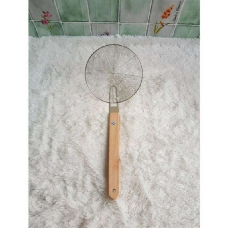 Jual Saringan Serokan Minyak Gorengan Stainless Parabola Gagang Kayu ...