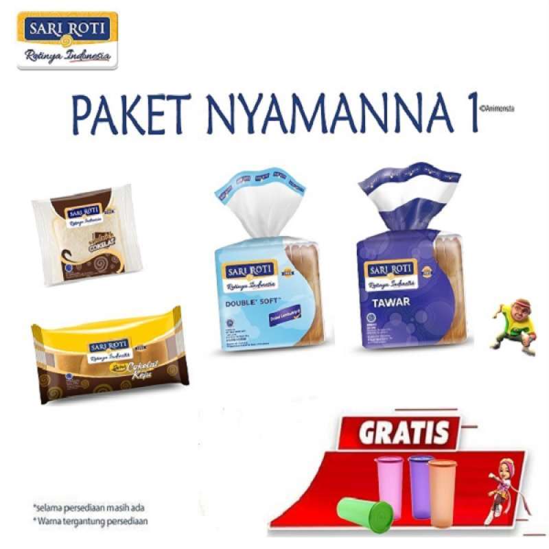 Jual Sari Roti Paket Nyamanna 1 + Free 1 Tempat Minum di Seller SARI ...