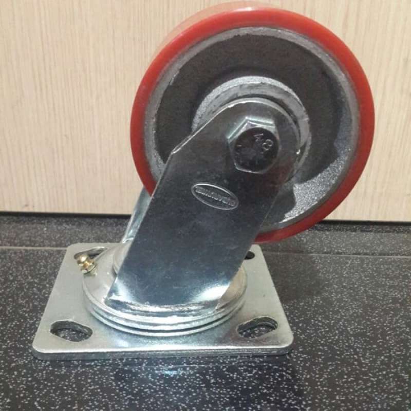 Promo Roda Pu Flat Besi Cor Heavy Duty 4 Inch Hidup Poliurethane Roha ...