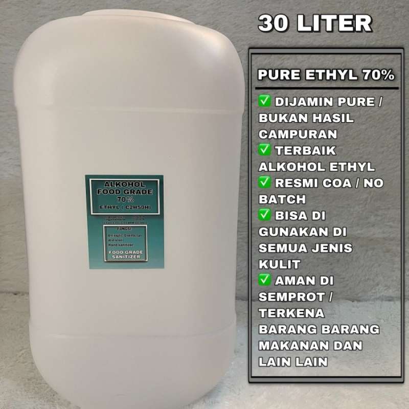 Jual Alkohol 70% Food Grade 30 Liter / Alkohol Food Grade 30 Liter 70% ...