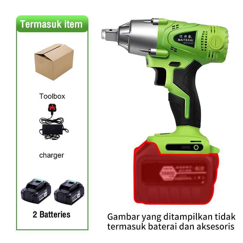 Promo Reaim Cordless Impact Wrench 288VF mesin bor Baterai / Mesin Bor 288V Pembuka baut mobil ...
