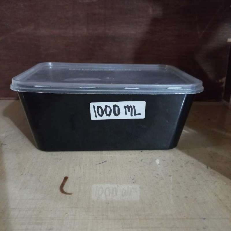 Jual Kotak Makan Plastik 1000 Ml Hitam Thinwall Kotak 1000 Ml Persegi