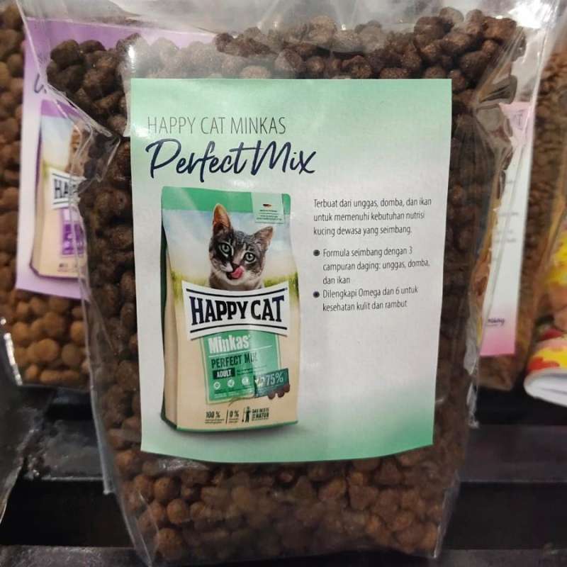 Jual Makanan Kucing Kering Adult Happycat PERFECT MIX 500gr Repack di ...