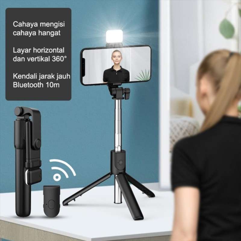 Jual Tongsis Bluetooth Led R1s 3in1 Remote Selfie Tongsis Tripod ...