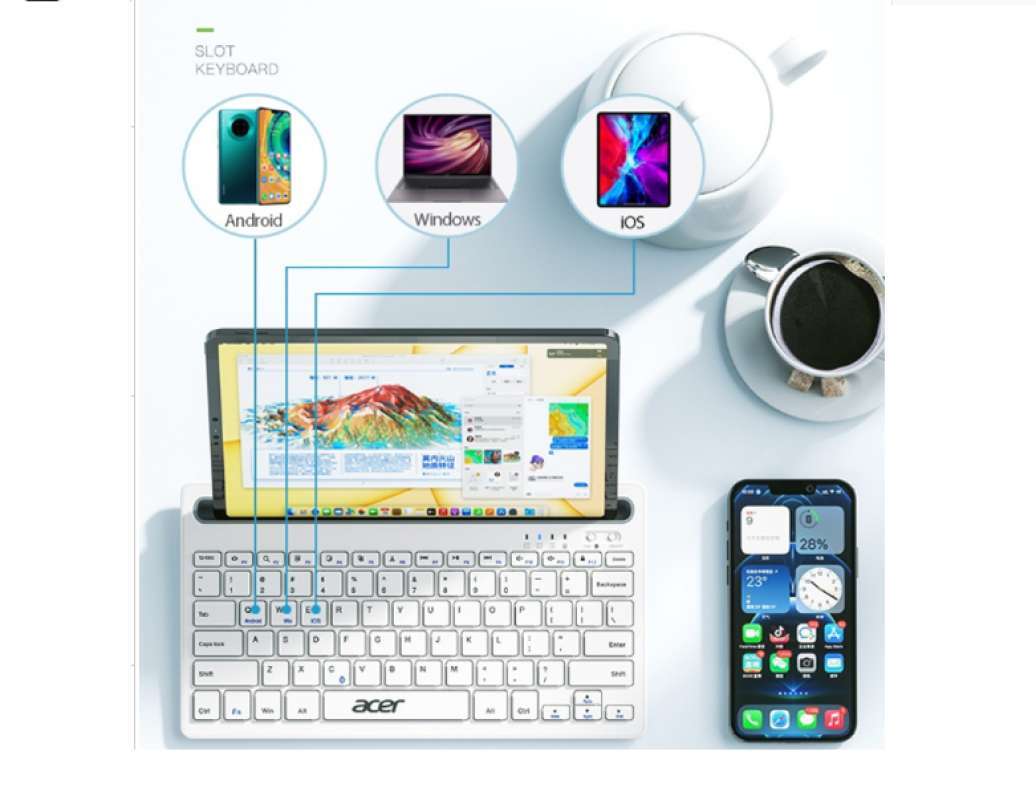 Jual Keyboard Bluetooth Dual Mode Portable Ultra Thin Acer OKR212 ...
