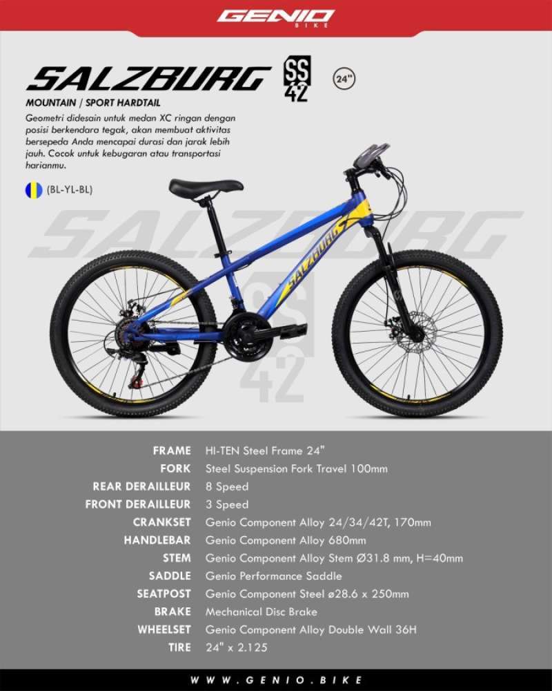 Jual SEPEDA GUNUNG GENIO MTB 24 INCH SALZBURG SS 42 BY UNITED GARANSI ...