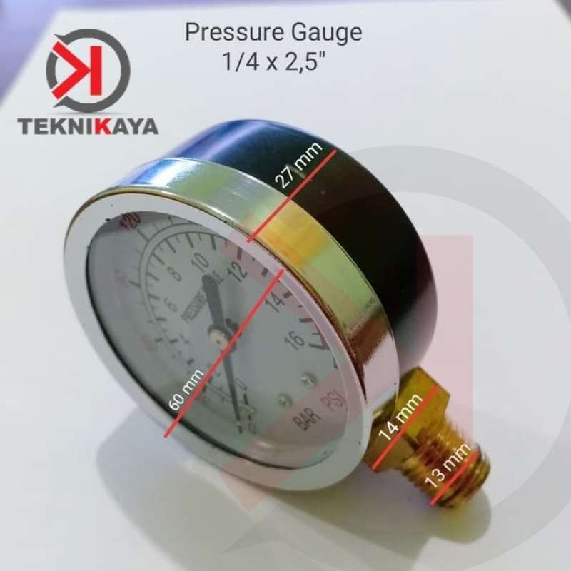 Promo Pressure Gauge Alat Ukur Tekanan 1/4 x 2,5 Inch Diskon 58% di ...