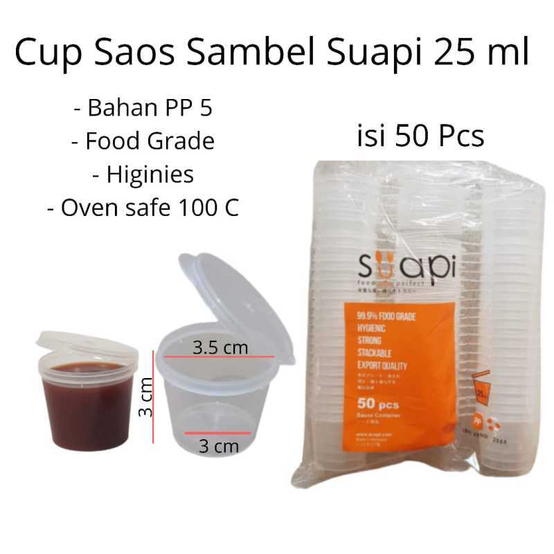 Jual Tempat Saos Plastik 25ml Cup Sambel Sauce Container Suapi Isi ...