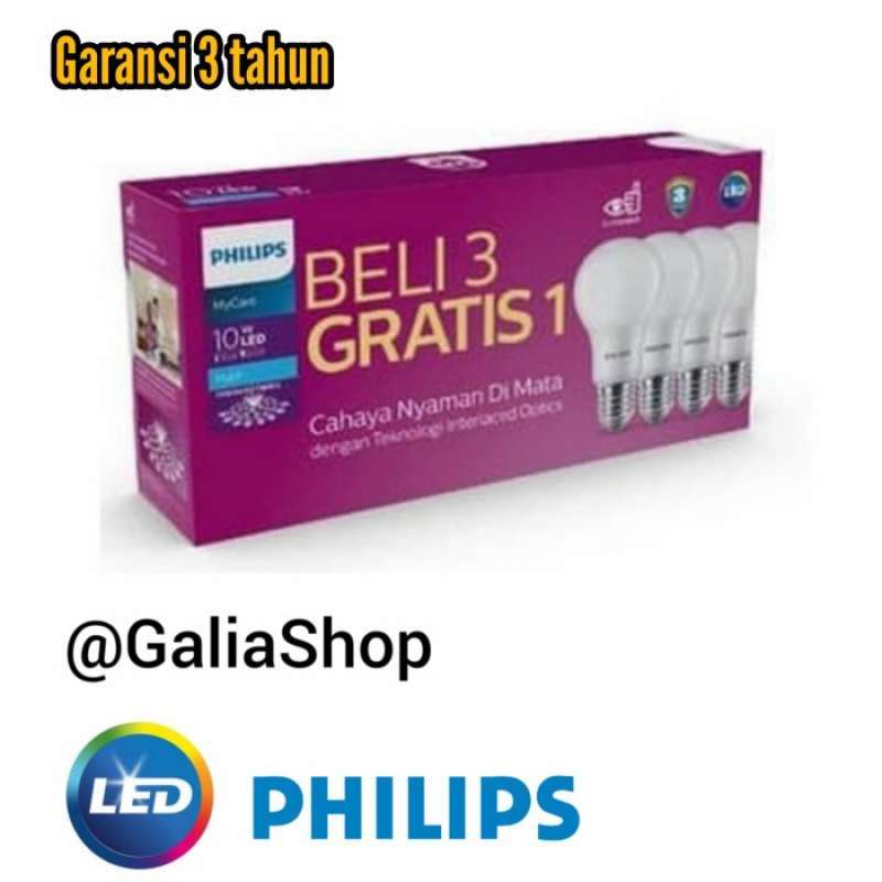 Promo Philips Led[PACK] 10W 3+1 6500K/Putih Diskon 23% di Seller SENTRA ...