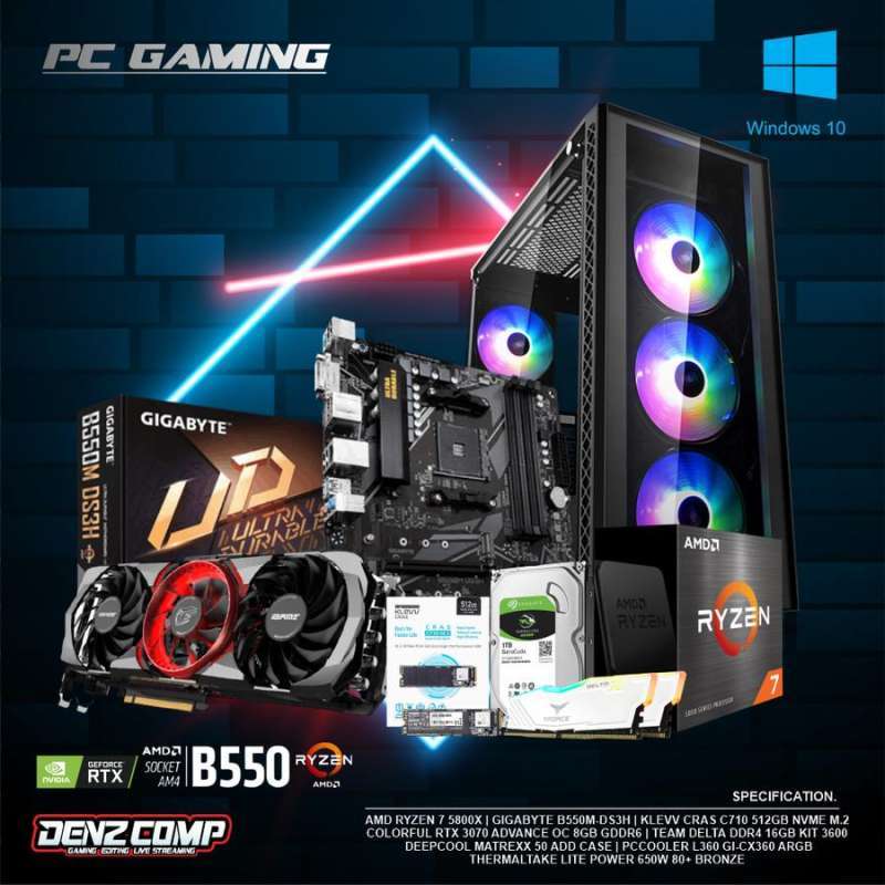 Jual Pc Gaming - Amd Ryzen 7 5800x (rtx 3070 8gb) 16gb/512gb/1tb/liquid ...