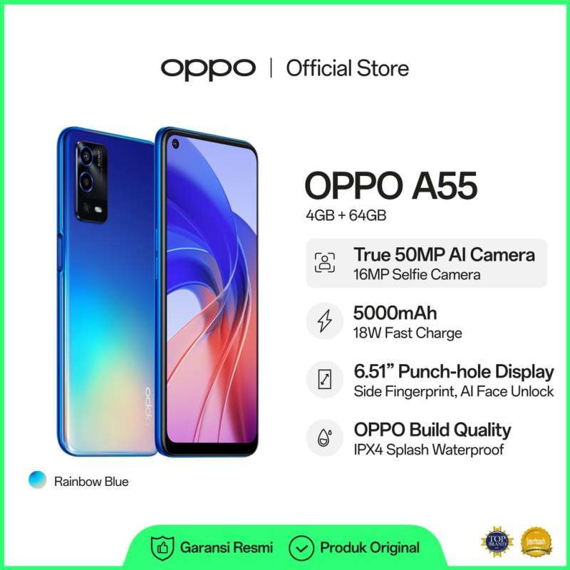 Promo Oppo A55 4gb/64gb [50mp Ai Camera, 16mp Selfie Camera, 5000mah ...