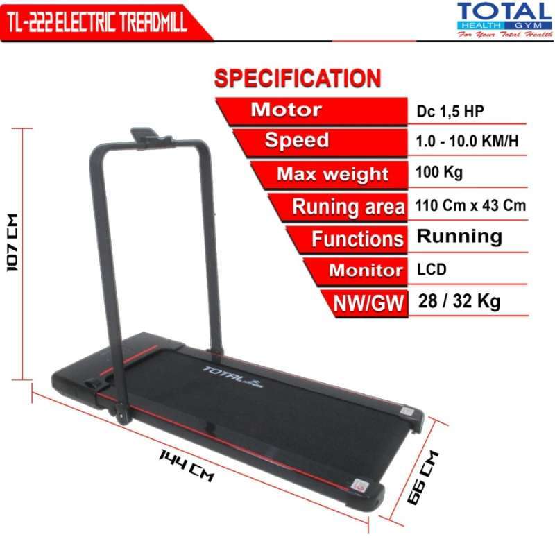 Promo TOTAL FITNESS - TREADMILL ELEKTRIK TL 222 - WALKING PAD MOTOR 1,5 ...